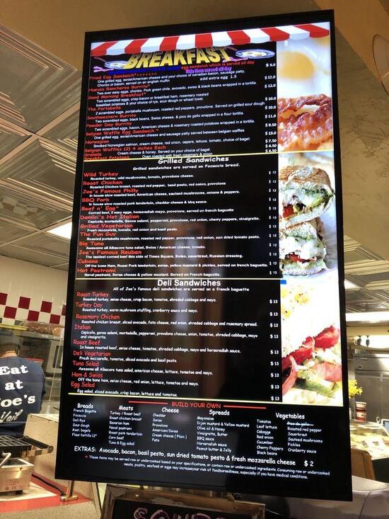 Carta del postres Joe's Famous Deli, Vail