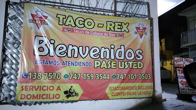 Menu at Tacos Rex restaurant, Chilpancingo