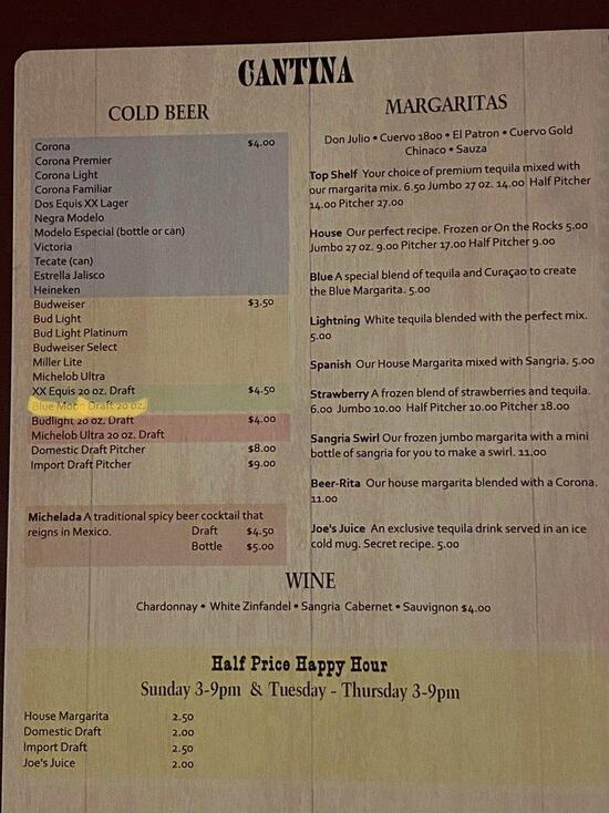 Menu at Las Lomas Restaurante Mexicano, Dyersburg