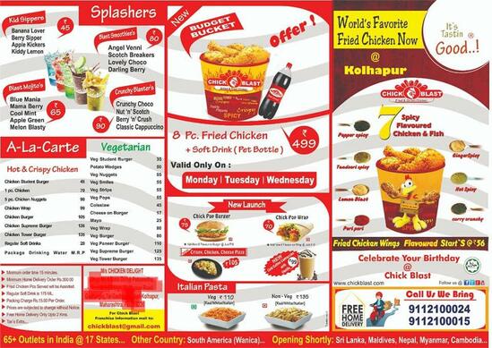 Menu at Chicken Delights-Chick Blast, India