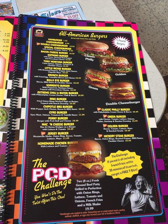 Menu at The Pink Cadillac Diner restaurant, Wildwood