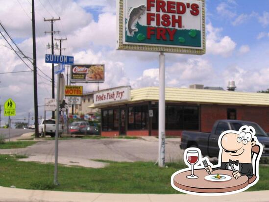 Menu at Fred's Fish Fry restaurant, San Antonio, Bandera Rd