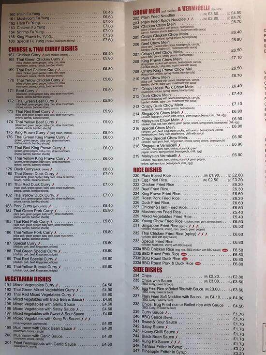 Menu at Happy Palace restaurant, Banff