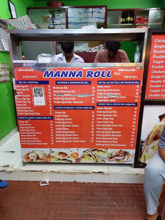 Menu at Manna Rolls, Manipal, 9Q3R+5F9
