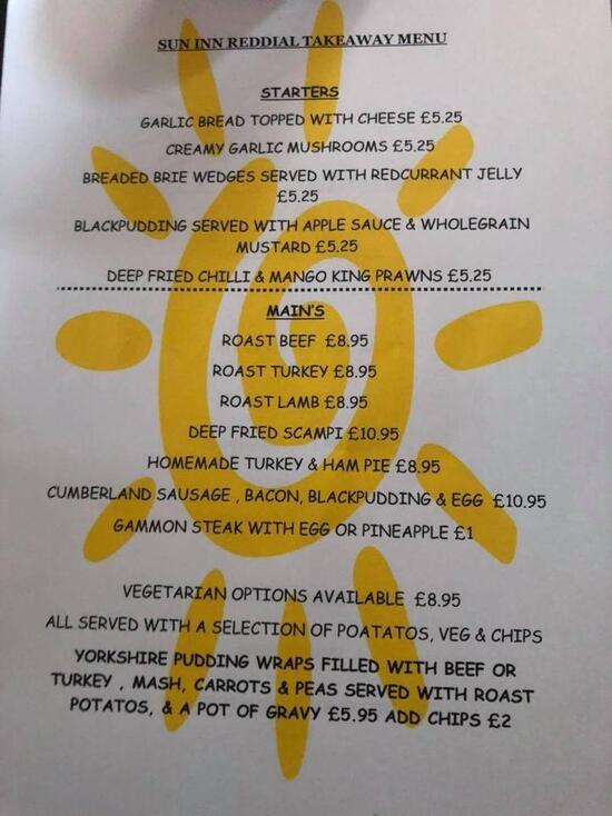 Menu at Sun inn reddial pub & bar, Wigton