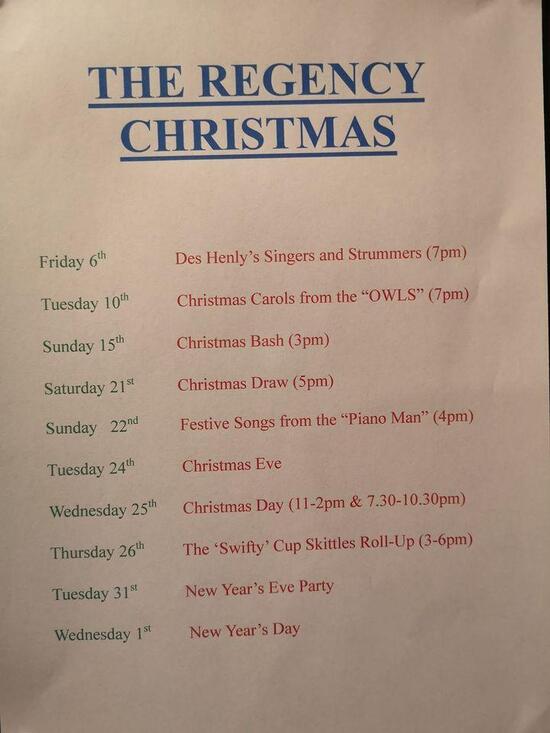 Menu at The Regency pub & bar, Weston-super-Mare