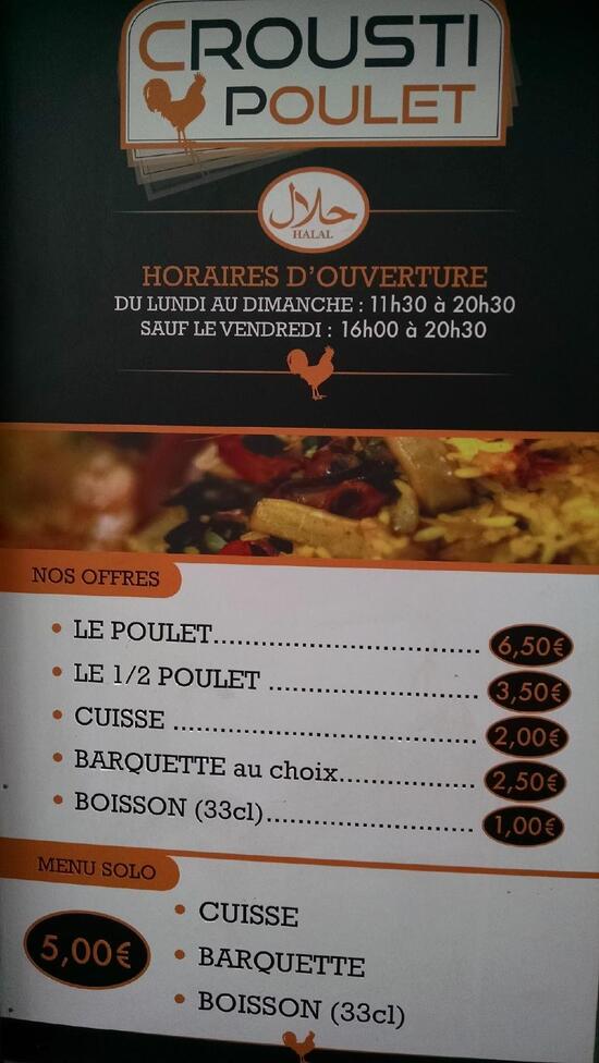 Menu at 100% Crousti Original restaurant, Les Pavillons-sous-Bois, 17 ...