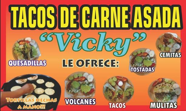 Menu at Taqueria Vicky tacos de carne asada restaurant, Puebla City ...