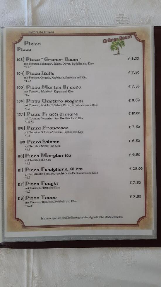 Speisekarte von Grüner Baum restaurant, Eningen unter Achalm