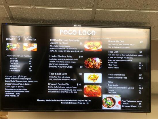 Menu at Poco Loco Burritos and Bowls restaurant, Quantico