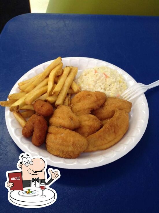 Menu at Lamar's Fish & Chips restaurant, Georgetown