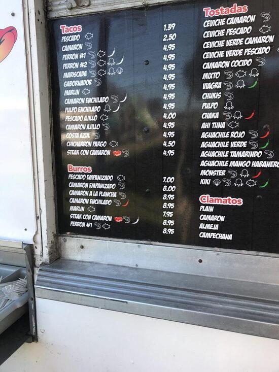 Menu at Taqueria y mariscos el kiki restaurant, San Diego, Main St