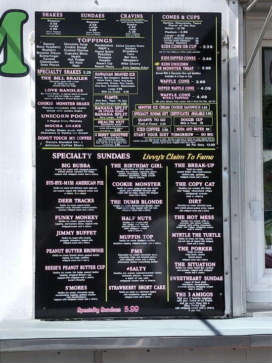 Menu at Livvy's Soft Serve fast food, Cresaptown