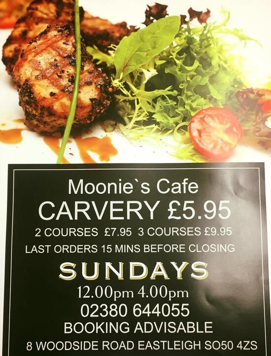 Menu at Moonies Munch Box cafe, Eastleigh