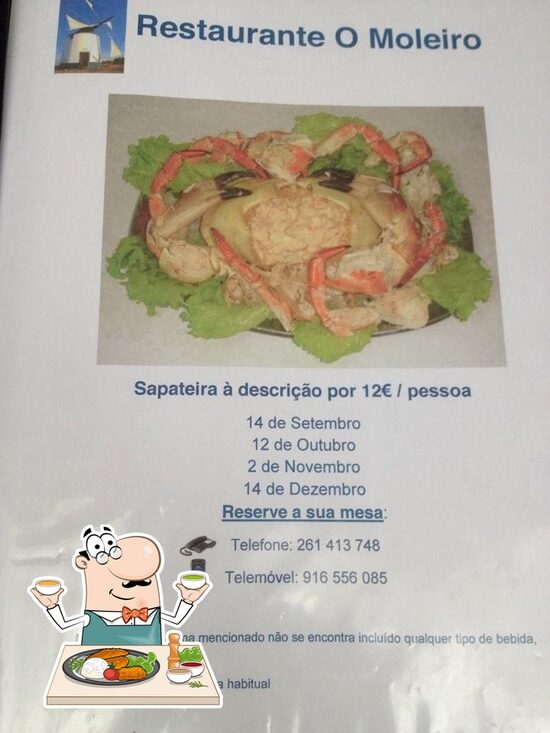 Menu em O Moleiro. Restaurante snack bar, Lourinhã, Estrada Nacional 247