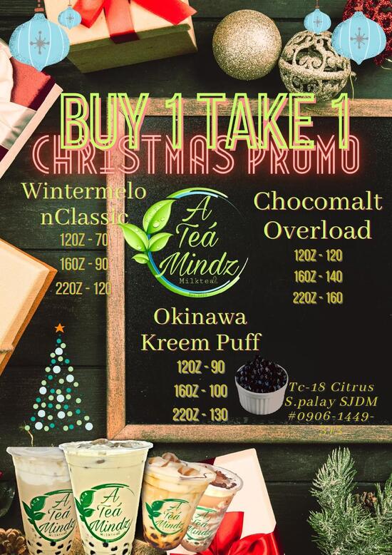 Menu at A TEA MINDZ MILKTEA, San Jose del Monte City