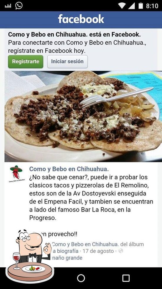 Menu at Tacos El Remolino restaurant, Chihuahua, Calle Dornajo 14701