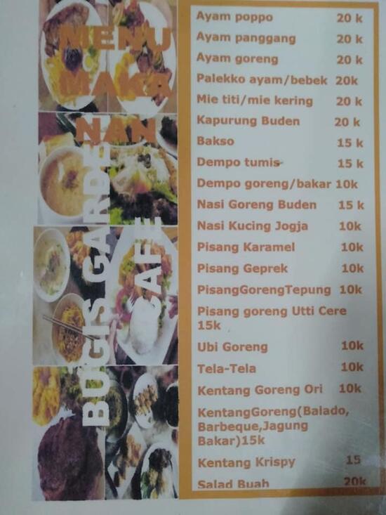 Menu at Bugis Garden Cafe, Masumpu