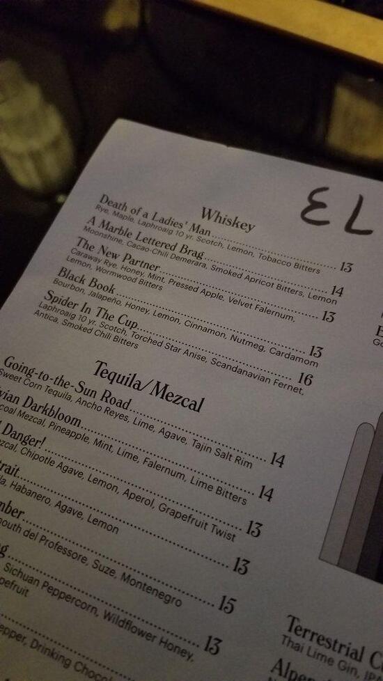 Menu at Elsa pub & bar, New York City, 136 Atlantic Ave