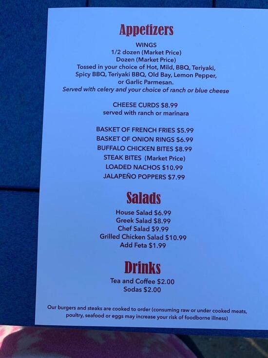 Menu at Mill Creek Tavern restaurant, Hampton