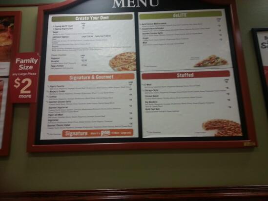 Menu at Papa Murphy's pizzeria, Edmonds