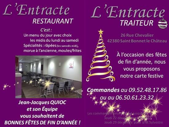 Menu au L' Entracte restaurant, Saint-Bonnet-le-Château