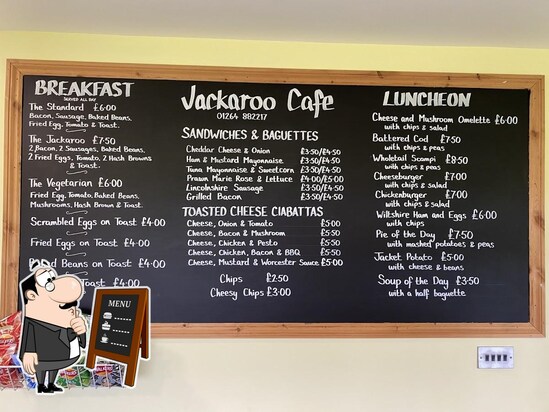 Menu at Jackaroo Cafe, Ludgershall