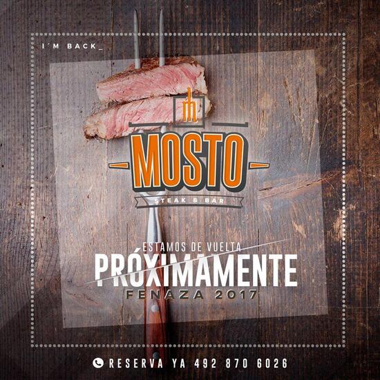 Menu at Mosto Steak Bar, Zacatecas