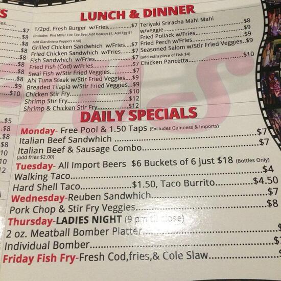 Menu at Lotus Sports Bar And Grill, Kenosha, 60th St