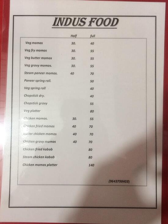 Menu at INDUS G FOOD, Ghaziabad