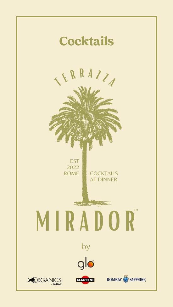 Carta del restaurante Terrazza Mirador Rome, Roma