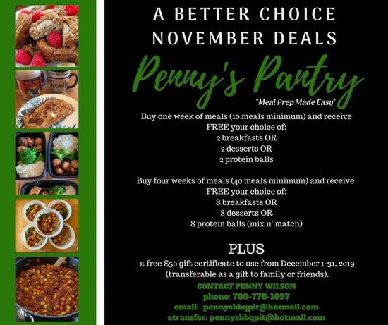 Menu at Penny's Pantry restaurant, Whitecourt