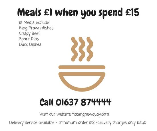 Carta de comida rápida Tai Sing Take Away, Newquay