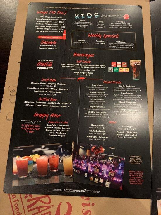 Menu at The Twisted Crab - Greenbrier Mall pub & bar, Chesapeake