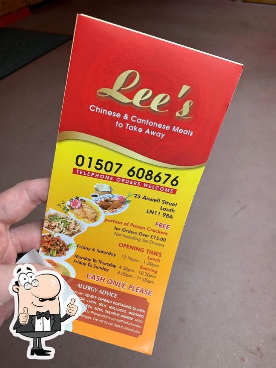 Menu at Lee's Chinese Takeaway fast food, Louth