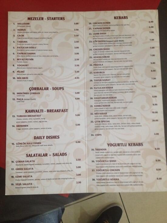 Menu at Spur Restaurant, London
