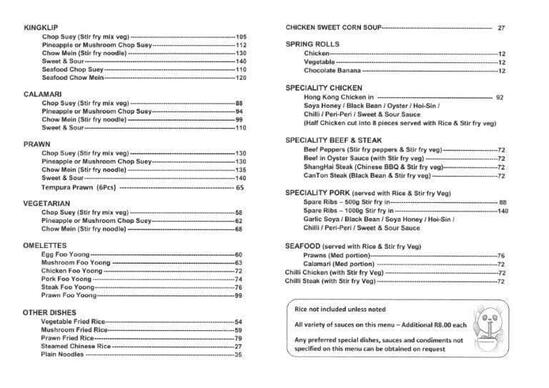 Menu at Mr Foo restaurant, Cape Town, Goemans Garden Centre