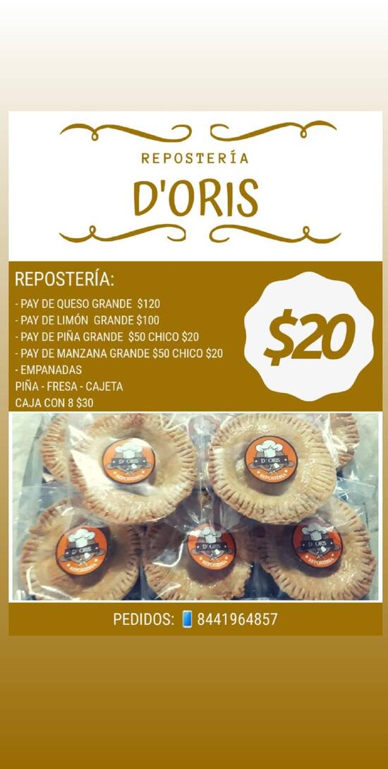 Menu at D'Oris Repostería desserts, Saltillo