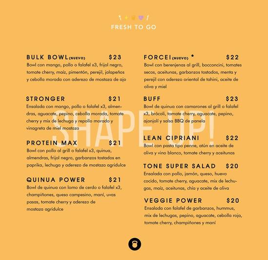 Carta del restaurante Fresh To Go Nutrición Funcional, Bogotá