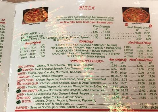 Menu at Manny's Pizza House pizzeria, Ormond Beach, 487 S Nova Rd