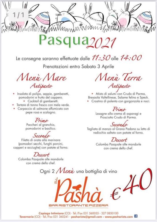 Menu da Pashà ristorante, Capiago Intimiano