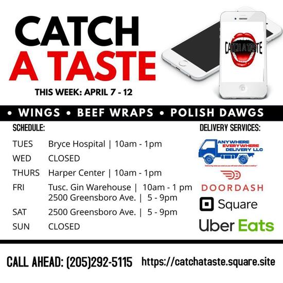 Menu at Catch A Taste, Tuscaloosa