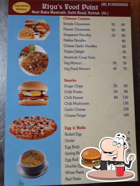 Menu at Riya Food Point, Rohtak