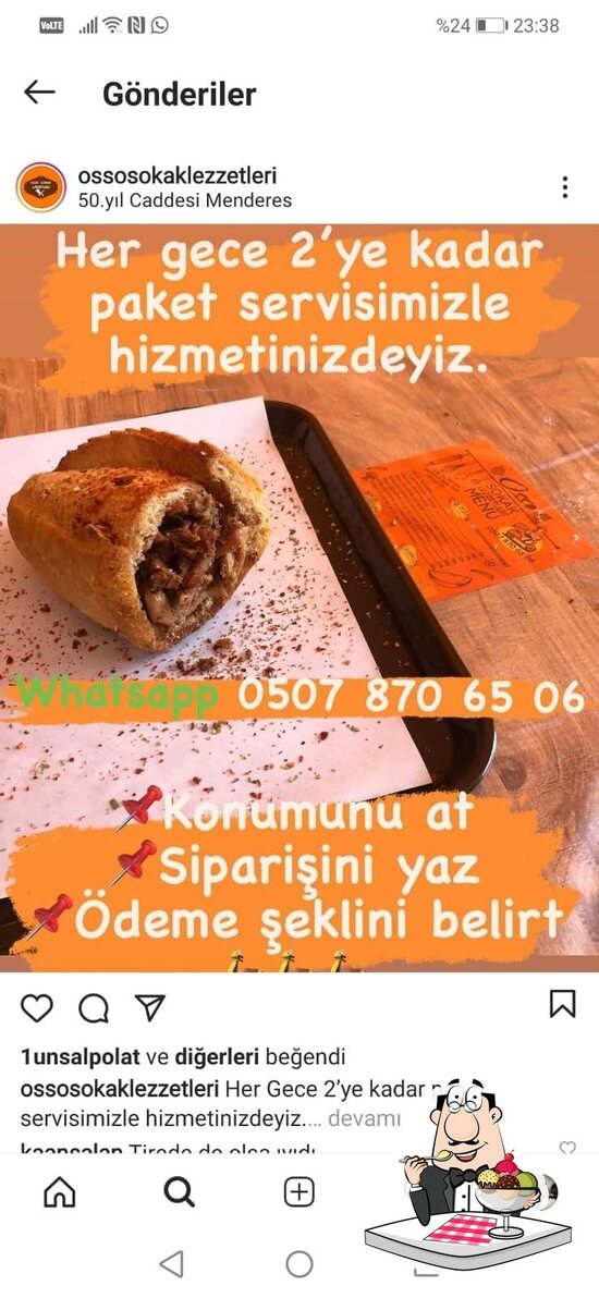 Menu at OssO Sokak Lezzetleri, Menderes
