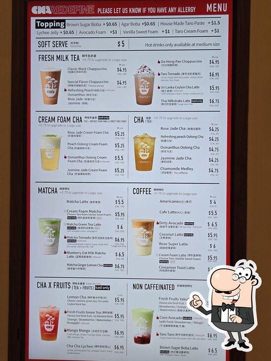 Cha Redefine, Arcadia - Restaurant menu, prices and reviews