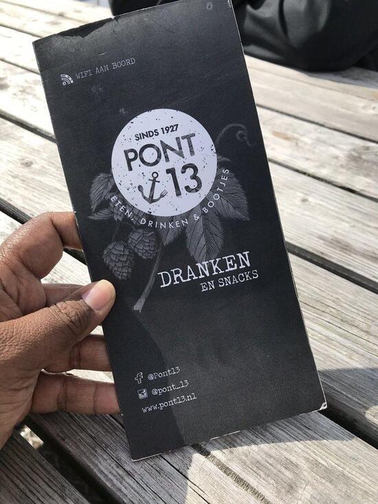 Menu at Pont 13, Amsterdam