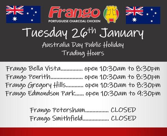 Menu at Frango Charcoal Chicken Gregory Hills restaurant, Gregory Hills
