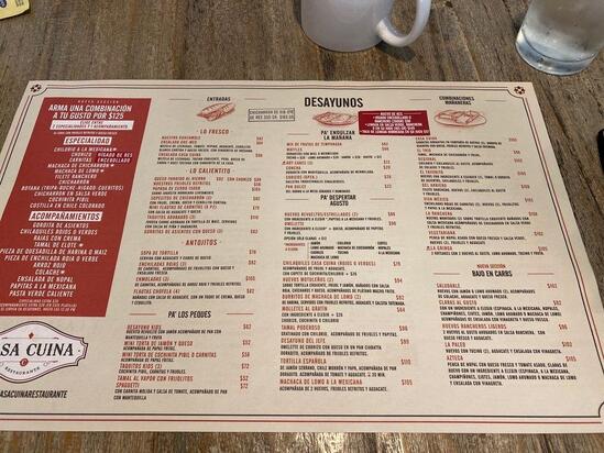 Menu at Casa Cuina Restaurante, Culiacán