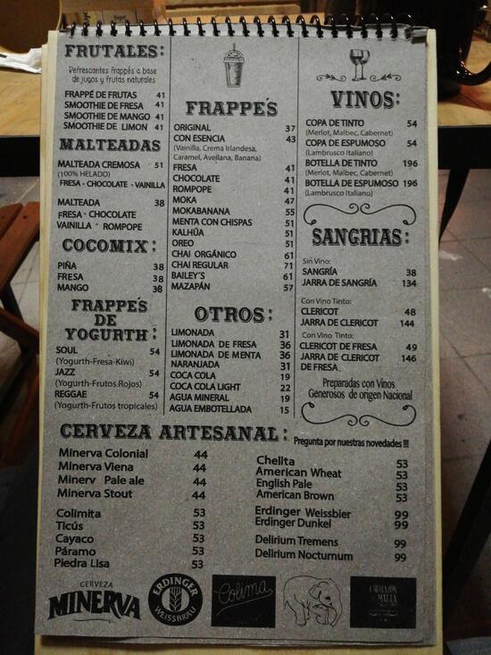 Carta de Ambar Café Bugambilias, Zapopan