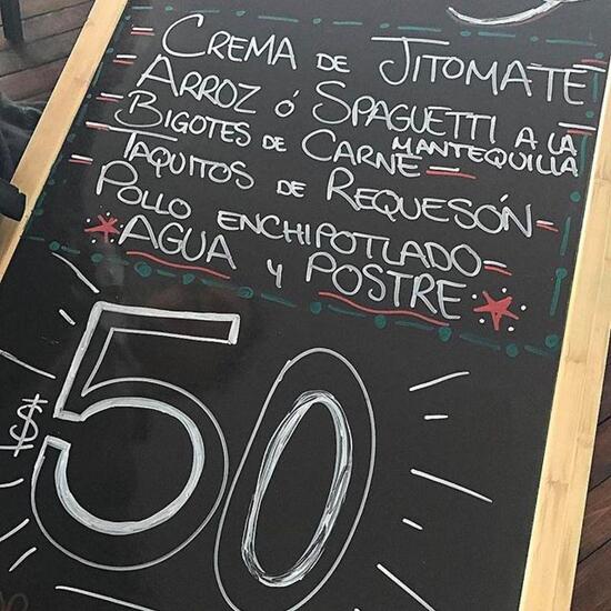 Menu at El Machote y su chile restaurant, Mexico City